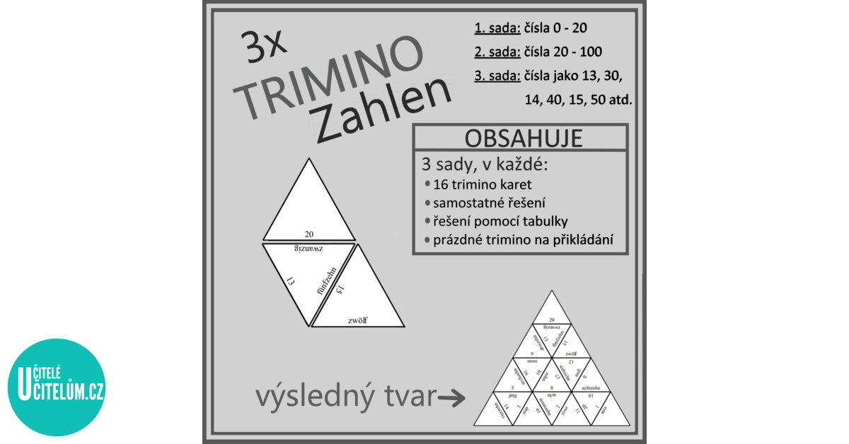 TRIMINO - Zahlen (3x trimino) - Německý jazyk | UčiteléUčitelům.cz